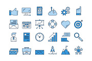 01 Blue BUSINESS icons set, a Technology Illustration by Vasser