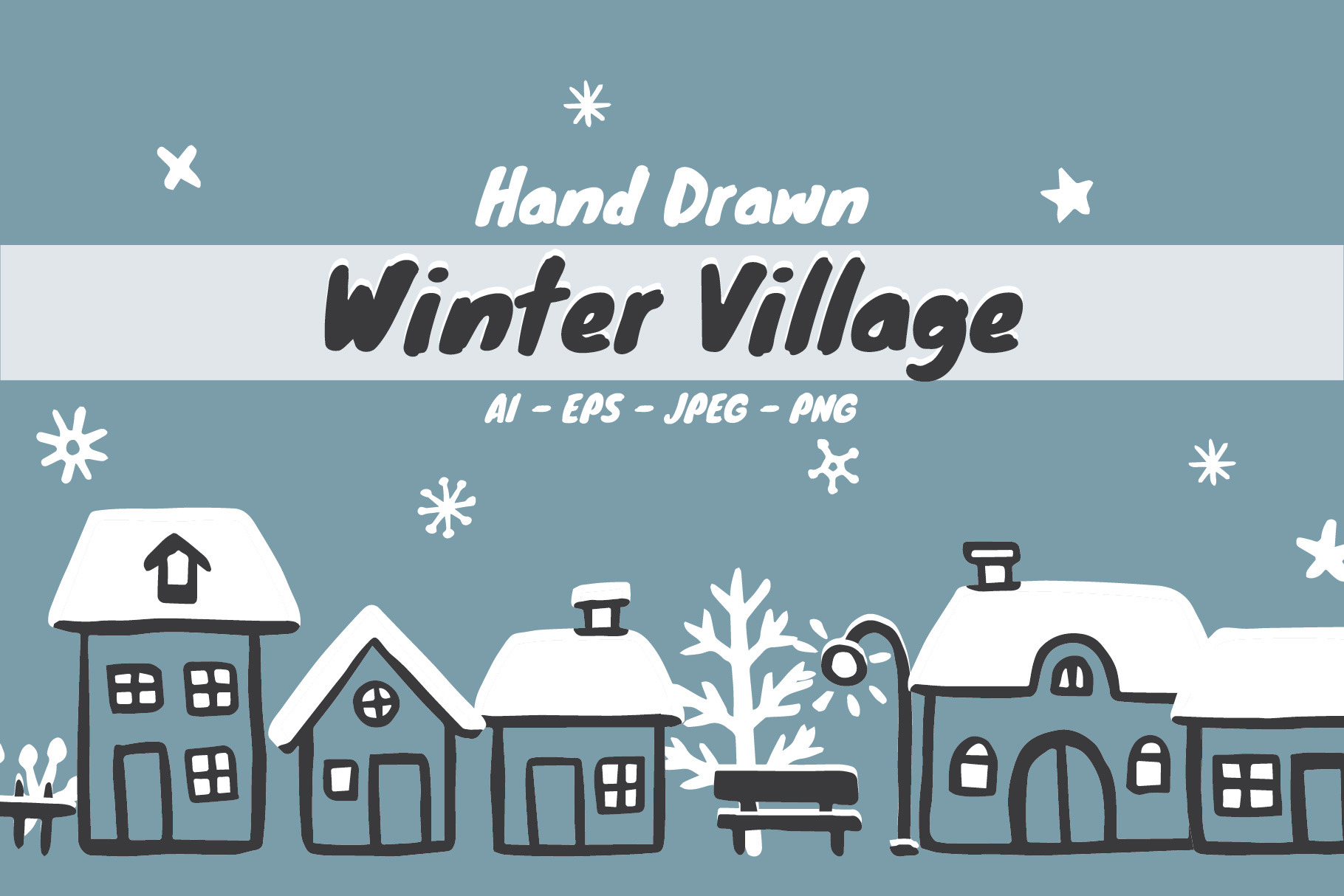 Hand Drawn Winter Village, an Object Graphic by nist&brush | Creative ...