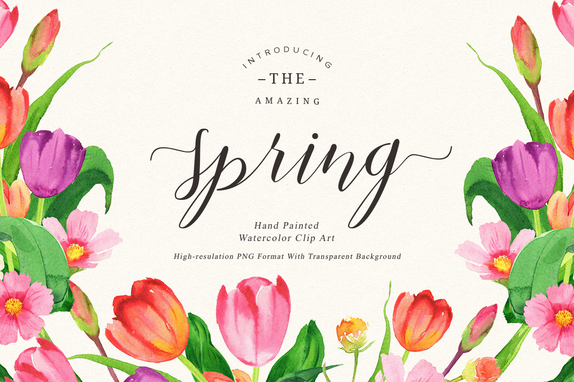 Spring Watercolor Set, an Illustration by Pixavics