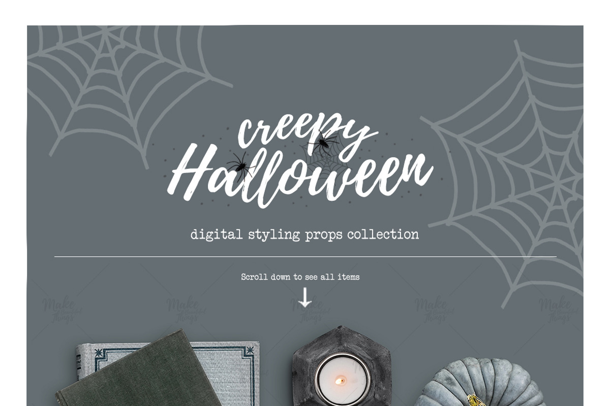 Halloween Scene Creator, a Books & Magazine Mockup by Make Beautiful Things
