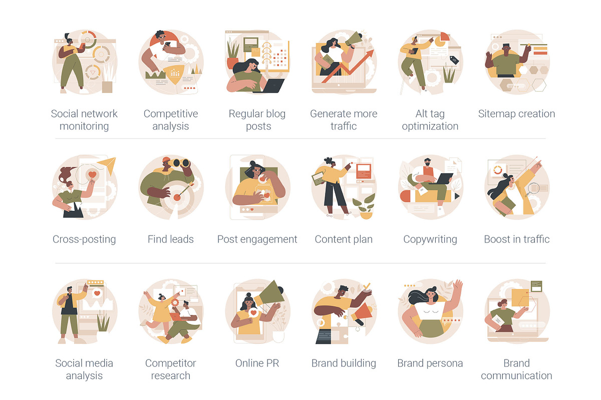 Sandy: 60 vector illustrations vol.1, a Templates & Theme by Visual ...