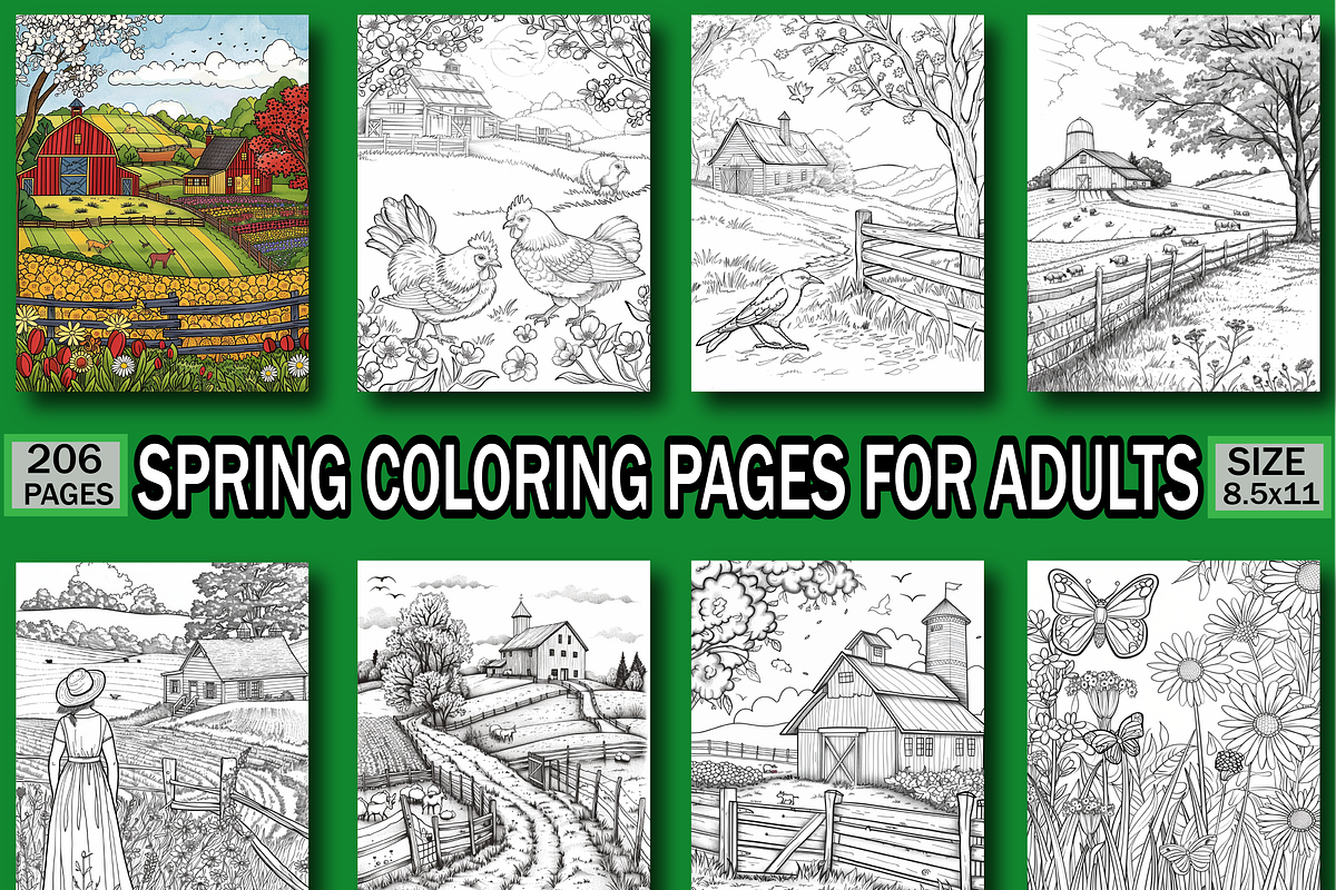 Spring Coloring Book for Adults, an Animal Illustration by Printable ...