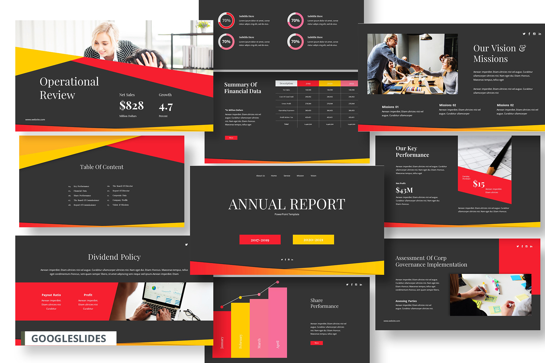 Annual Report Google Slides Template, a Presentation Template by temphall
