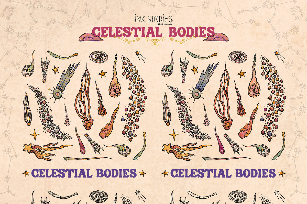 Celestial Bodies, an Object Illustration by Ink Stories