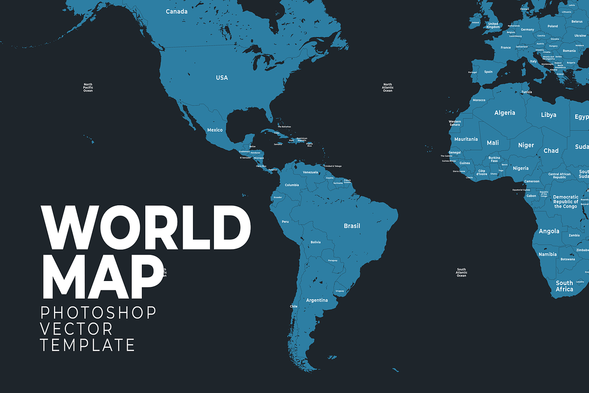 World Map - Photoshop Vector Template