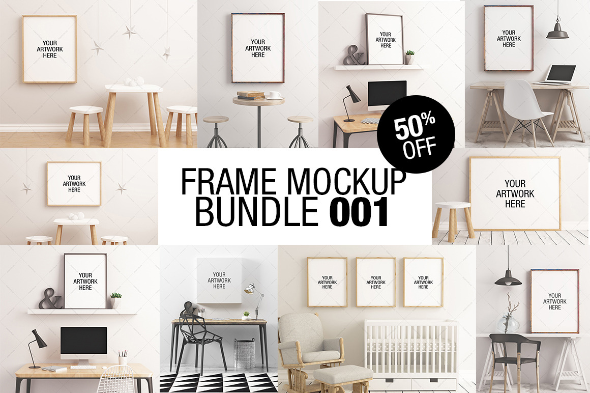 Frame Mockup Bundle 001 - 50% OFF, a Print Template by positvtplus