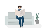Illustration of reading avatar, a Person Illustration by rawpixel