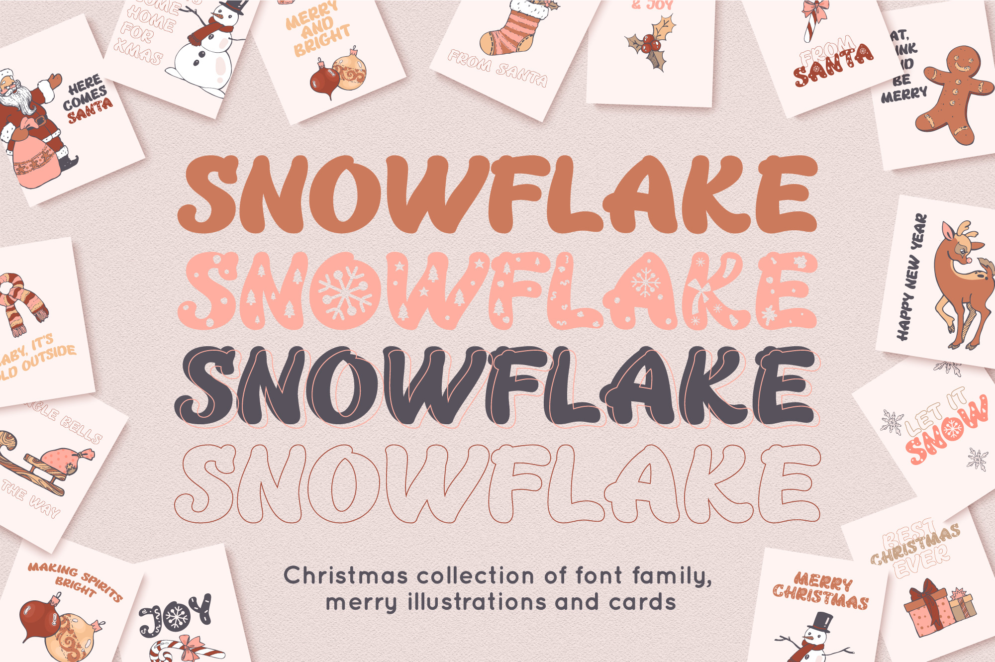 Snowflake Christmas font family, a Script Font by Anna Zakharchenko
