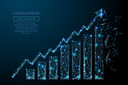 growth chart low poly blue | Finance Illustrations ~ Creative Market