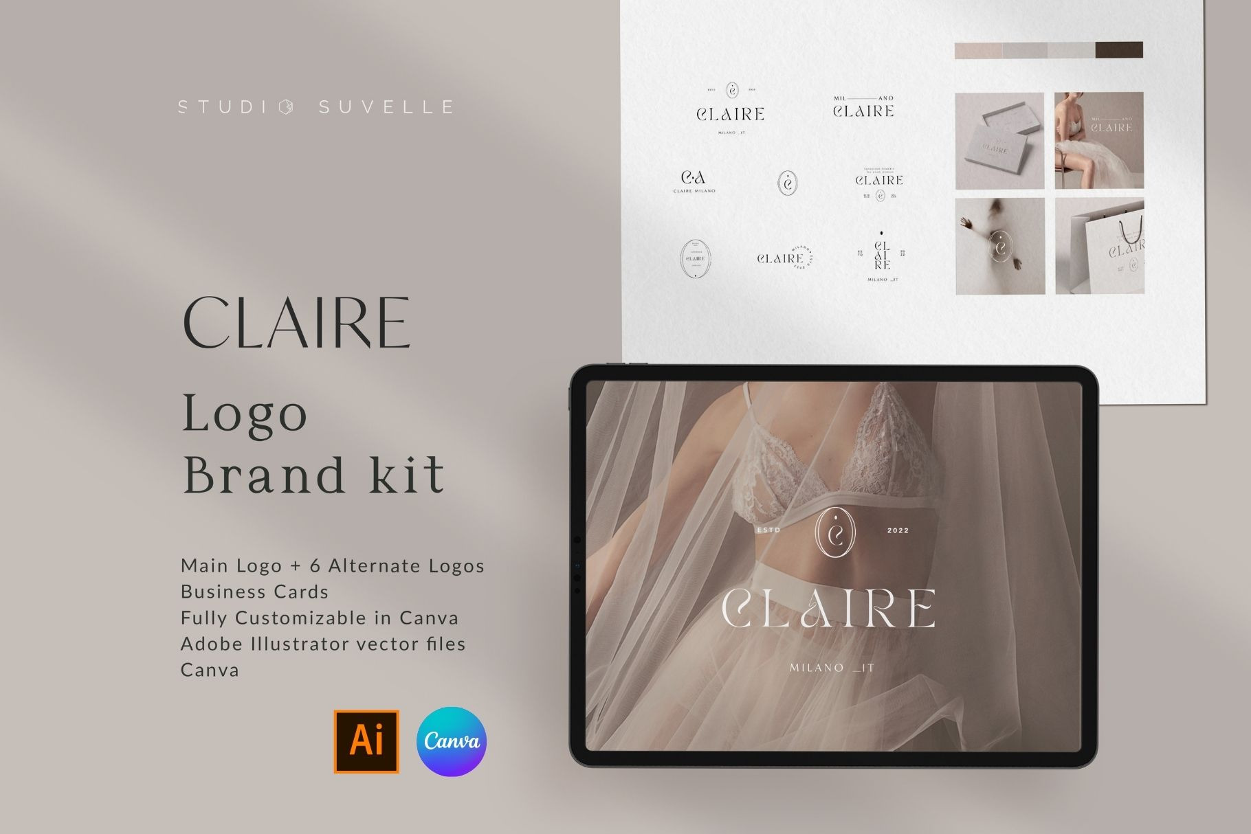 CLAIRE Logo Kit, a Branding & Logo Template by Studio Suvelle