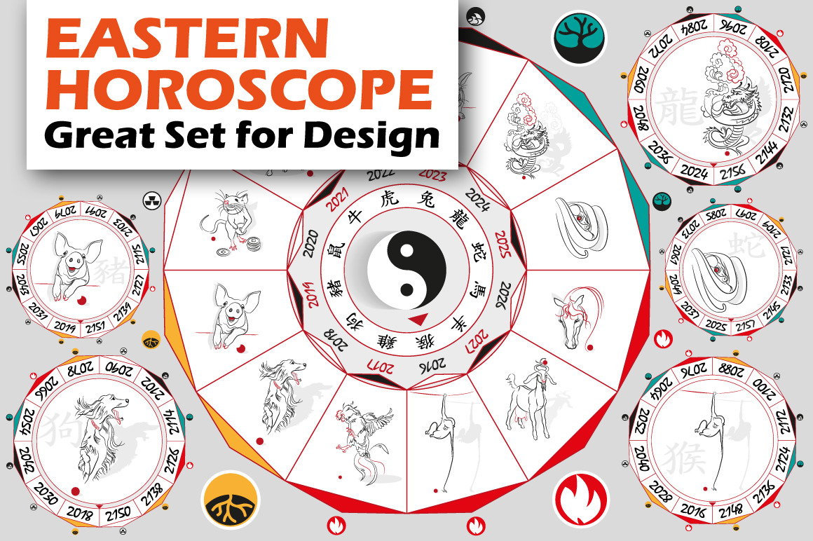 Chinese zodiac wheel with signs., an Illustration by Adamskyistudio ...