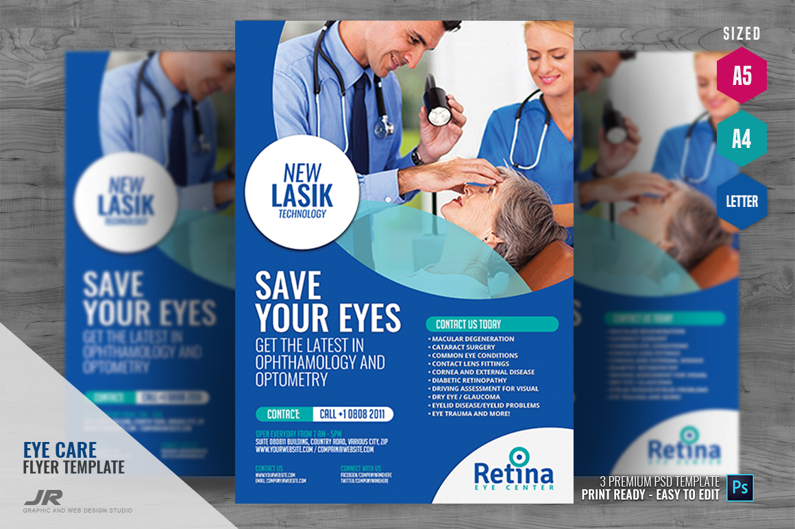 Optometry Services Flyer, a Flyer Template by PSDPixel