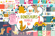 DINOSAURS bundle clipart and papers., a Decorative Illustration by ...