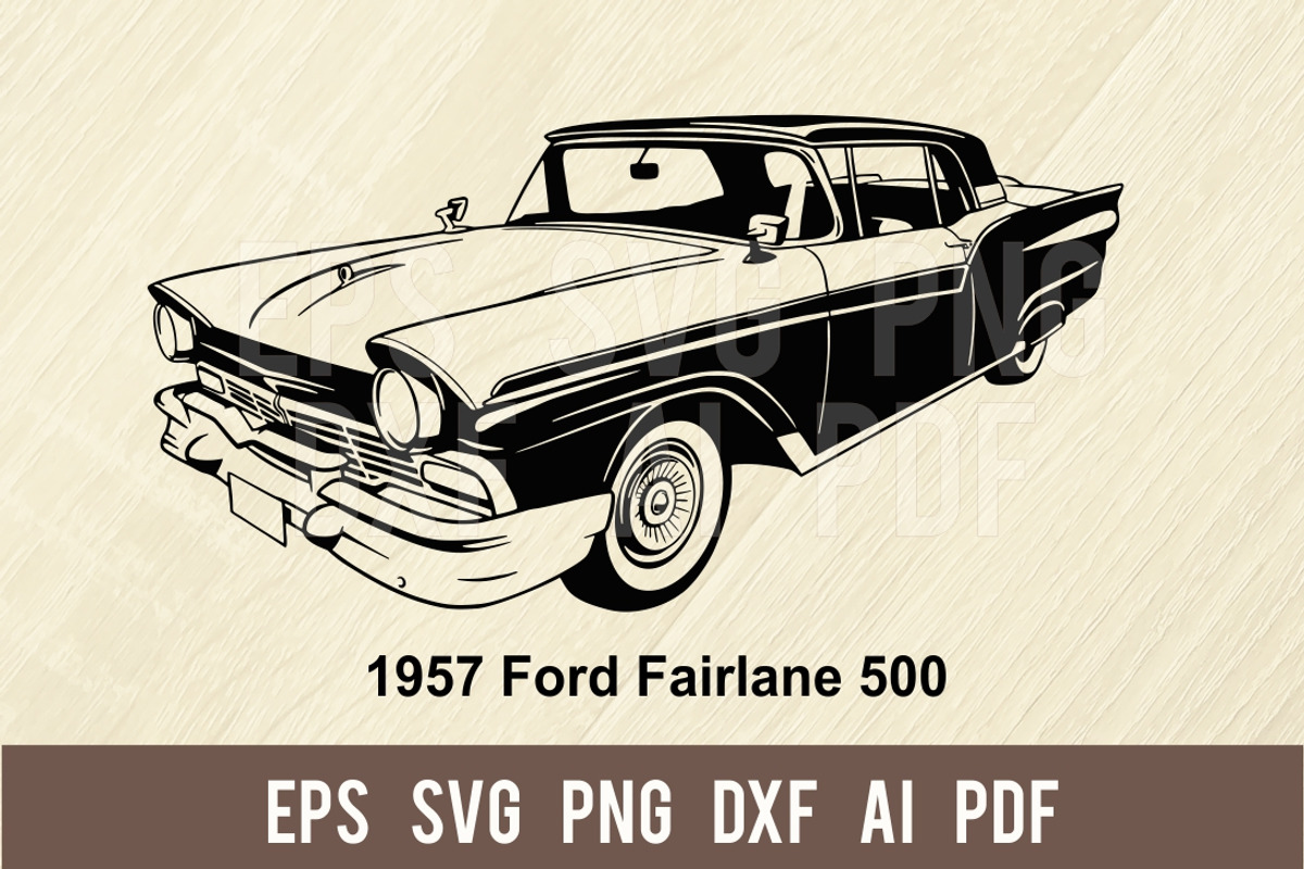 Ford Fairlane 500 1957 Car SVG, an Illustration by Digital-Clipart