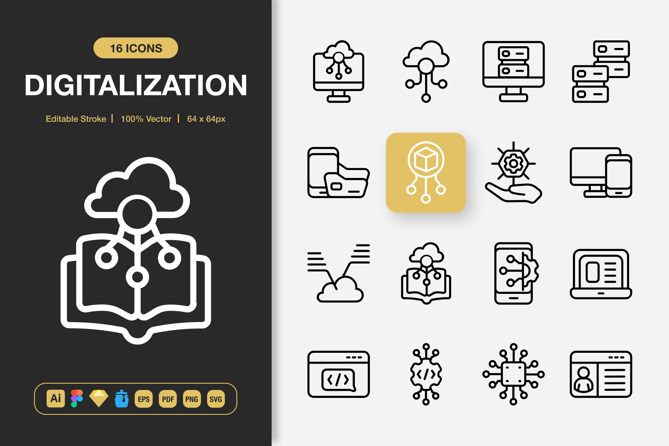 Digitalization Icons, an Outline Icon by Spacepixel Creative