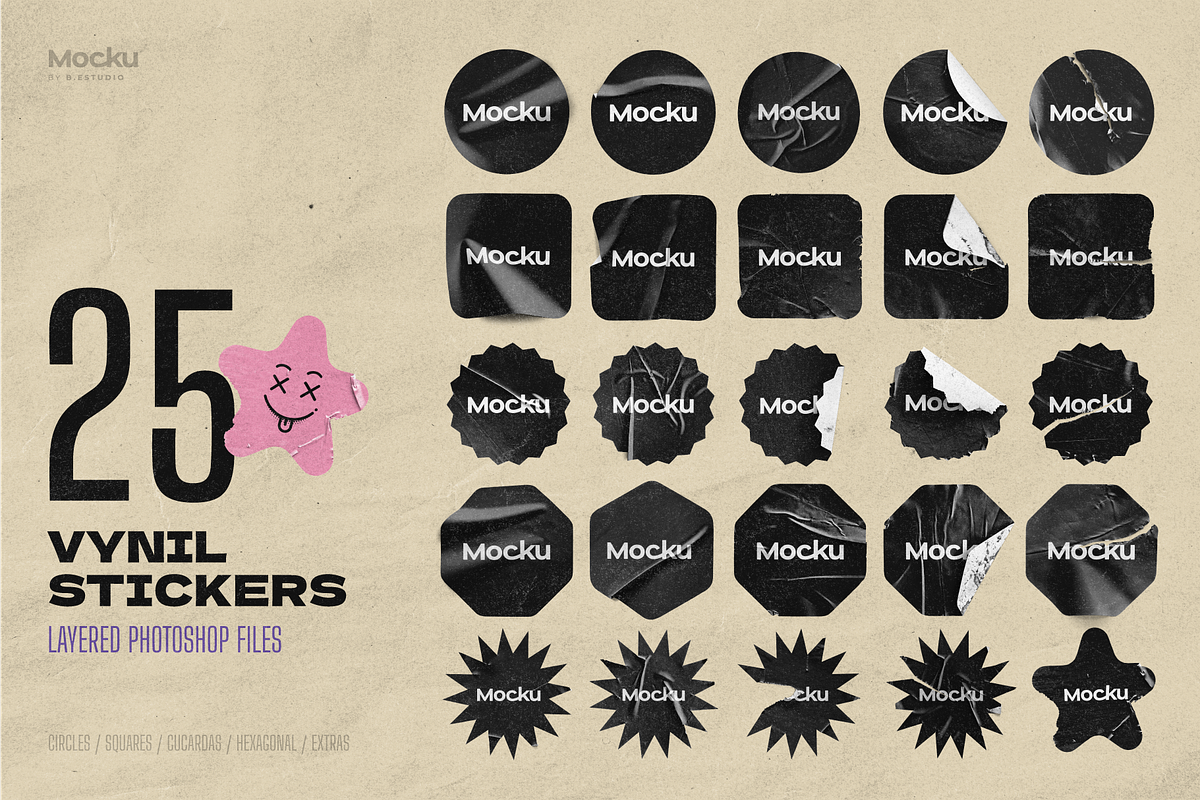 Vinyl stickers mockups, a Print Template by Mocku