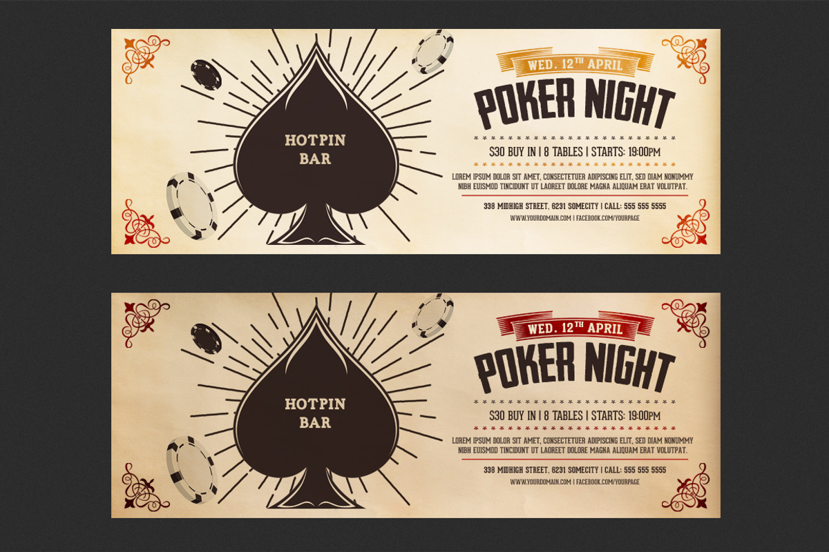 Vintage Poker Night Flyer Template, a Flyer Template by Hotpin