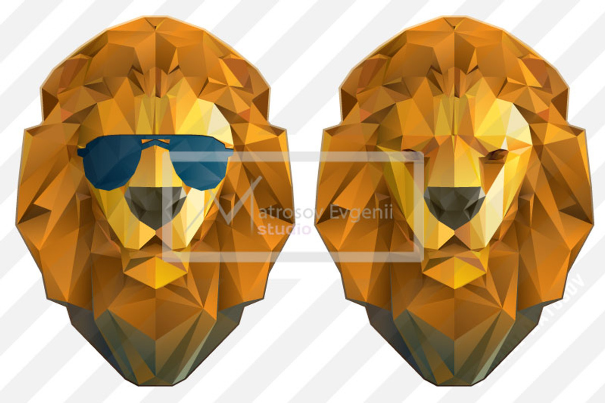 Lion from triangles. Set, an Animal Illustration by Matrosovv
