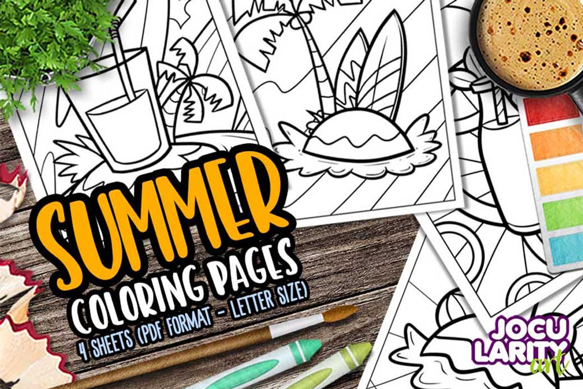 Funny Summer Cartoon Coloring Pages, a Food Illustration by Jocularity Art