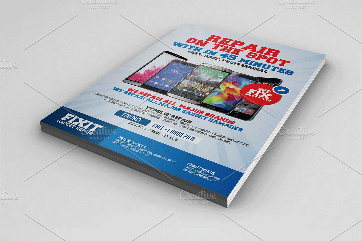 Phone Repair Flyer, a Flyer Template by PSDPixel