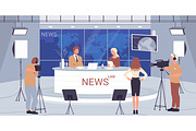 TV studio live news broadcasting, an Object Graphic by Flashvector