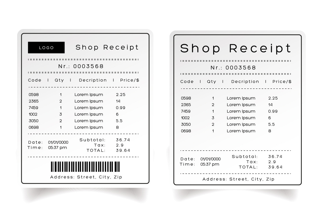 Shop Receipt template vector, a Work Illustration by Lin´s