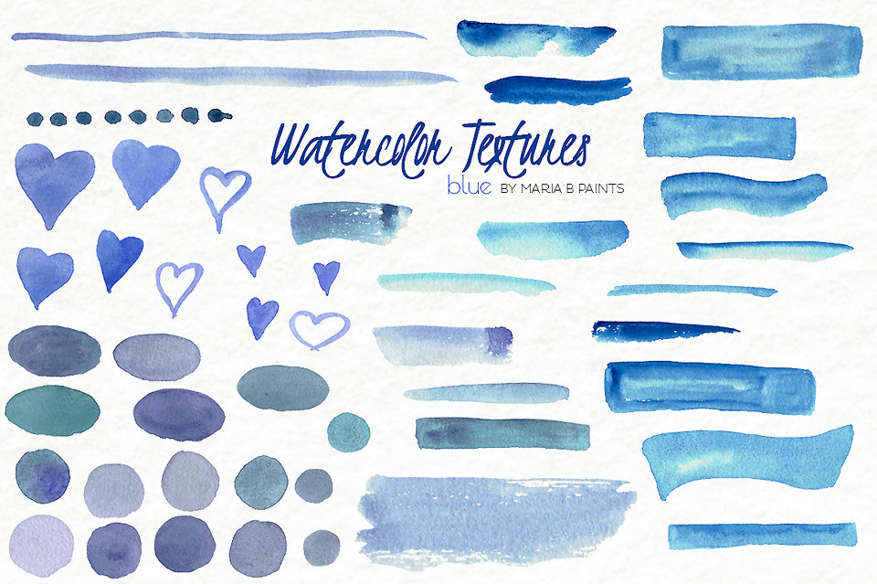 Watercolor Clip Art - Blue, a Texture Illustration by Maria B. Paints