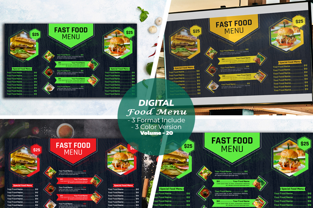 Digital Food Menu Design Template, a Stationery Template by MRI STUDIO