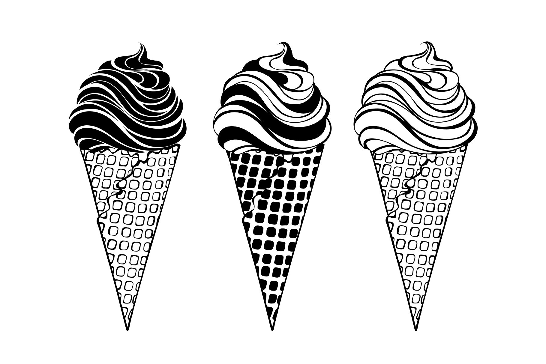 Three Stylized Ice Cream | Food Illustrations ~ Creative Market