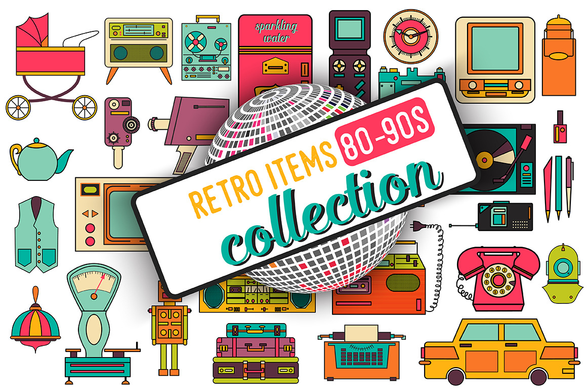 32 retro icons 80-90s collection., an Icon by redstudio