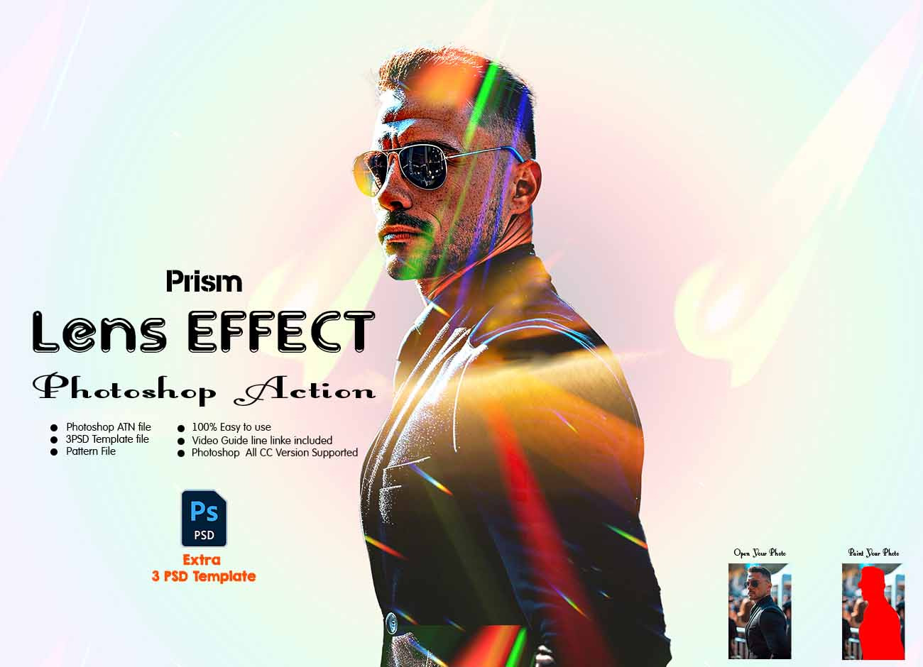 Prism Lens Effect Photoshop Action, an Action Add-On by Studio Retouch ...