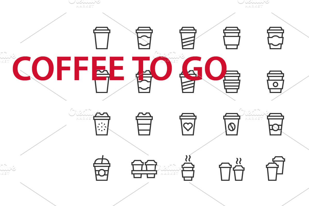 20 Coffee to go UI icons, an Outline Icon by Palau
