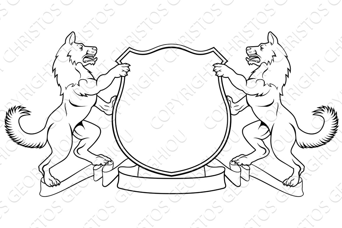 Dogs Crest Coat of Arms Heraldic Shield, an Animal Illustration by ...