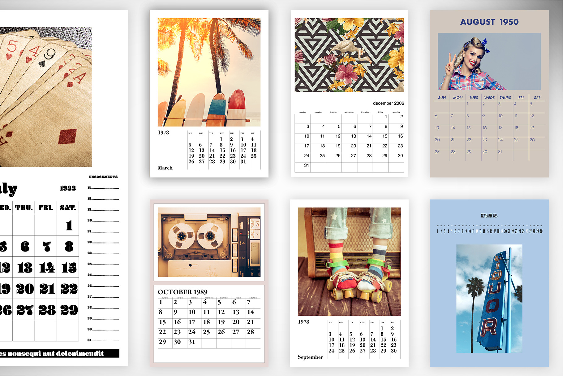 2023 Retro Reusable Calendars Layout, a Stationery Template by McLittle ...