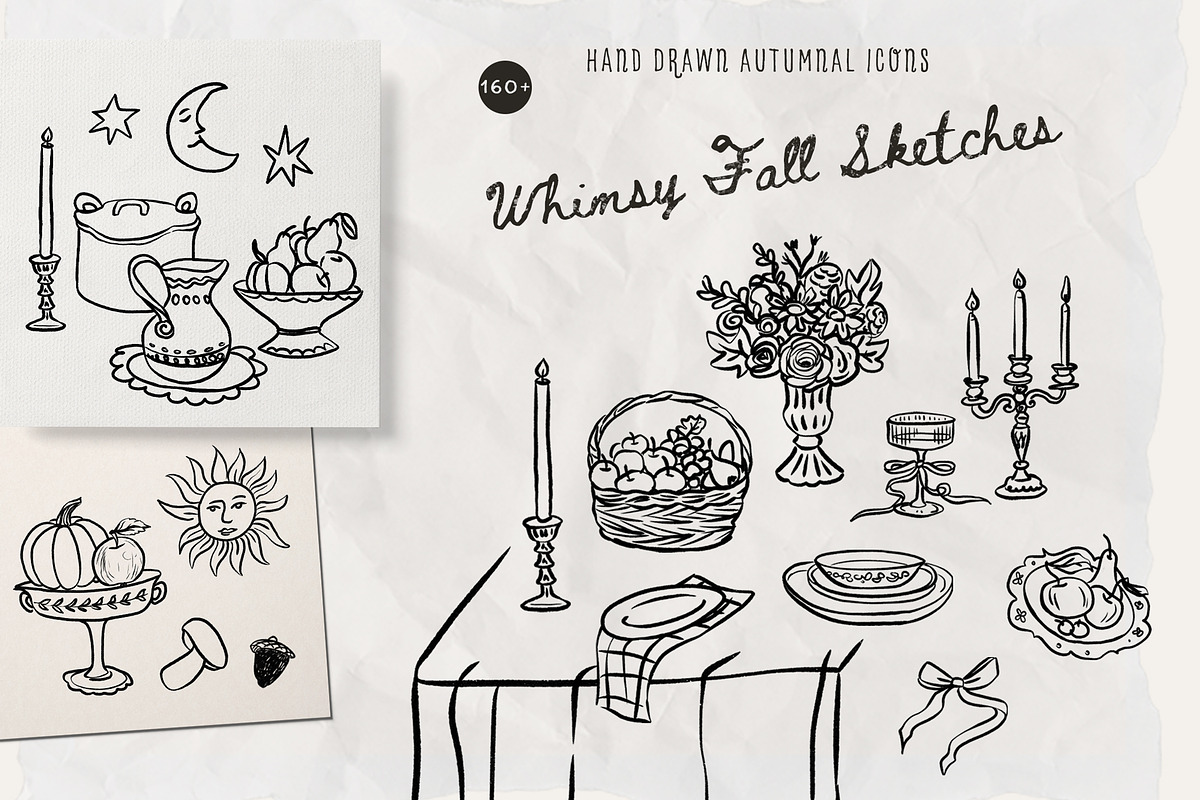 Whimsy Fall Handdrawn Autumnal Icons, a Decorative Illustration by ...