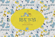 Blue Toys Vector Pack, a Pattern Graphic by Cecília Murgel Drawings