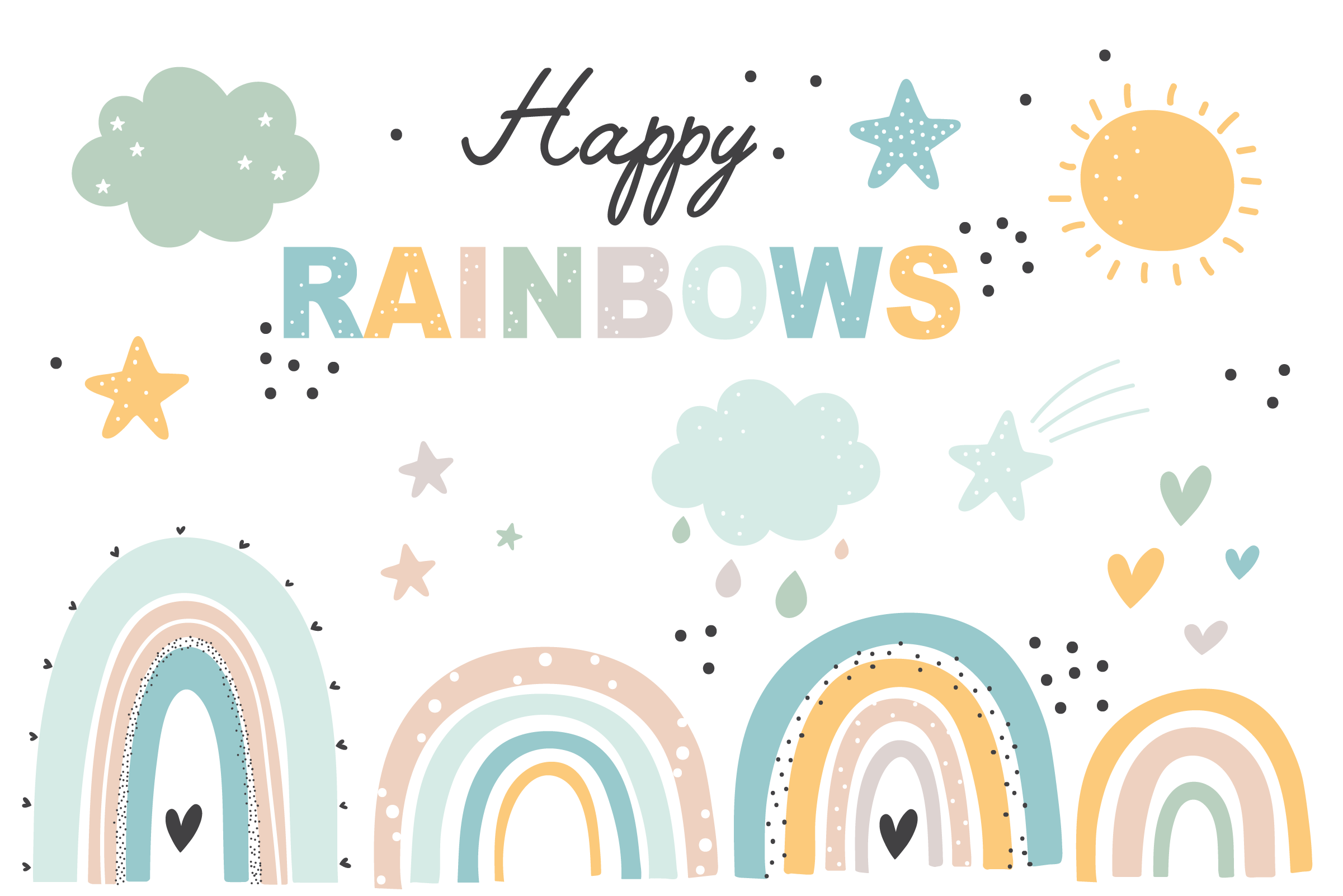 Happy Rainbows set, a Decorative Illustration by Poppymoondesign ...