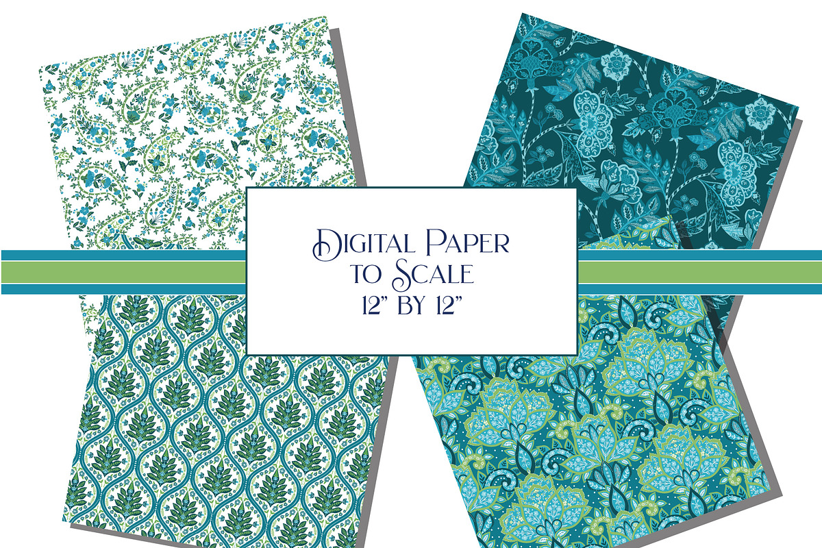 Blue Green Boho Papers