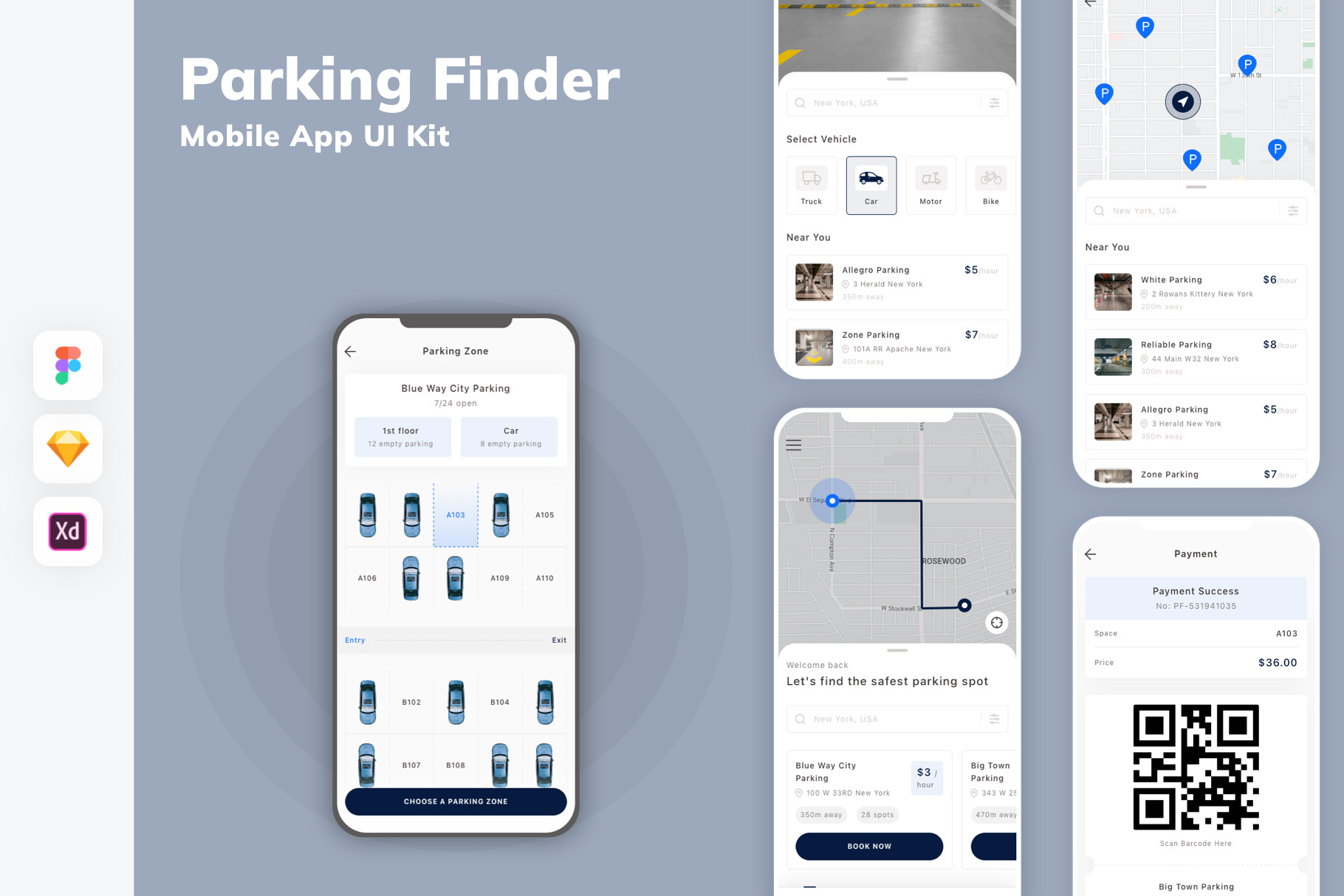 Parking Finder Mobile App UI Kit, an UI Kit Template by uicube