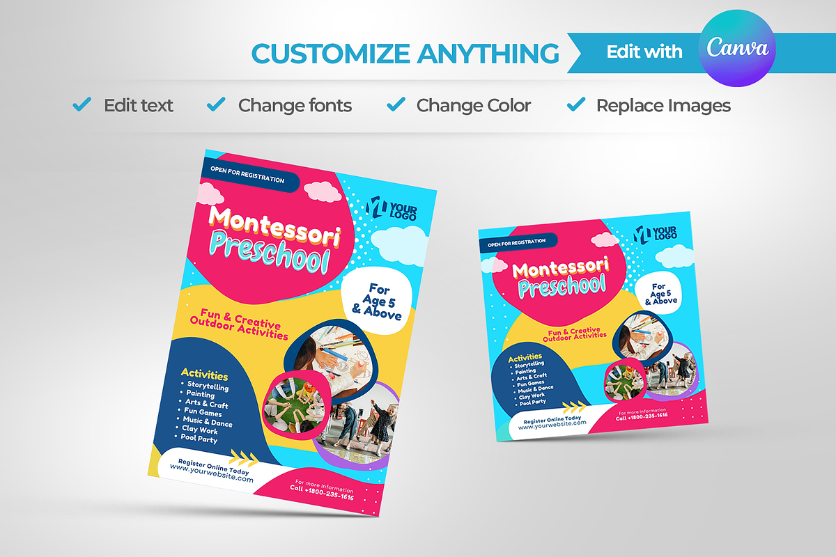 Montessori Preschool Promo Admission, a Flyer Template by antyalias store