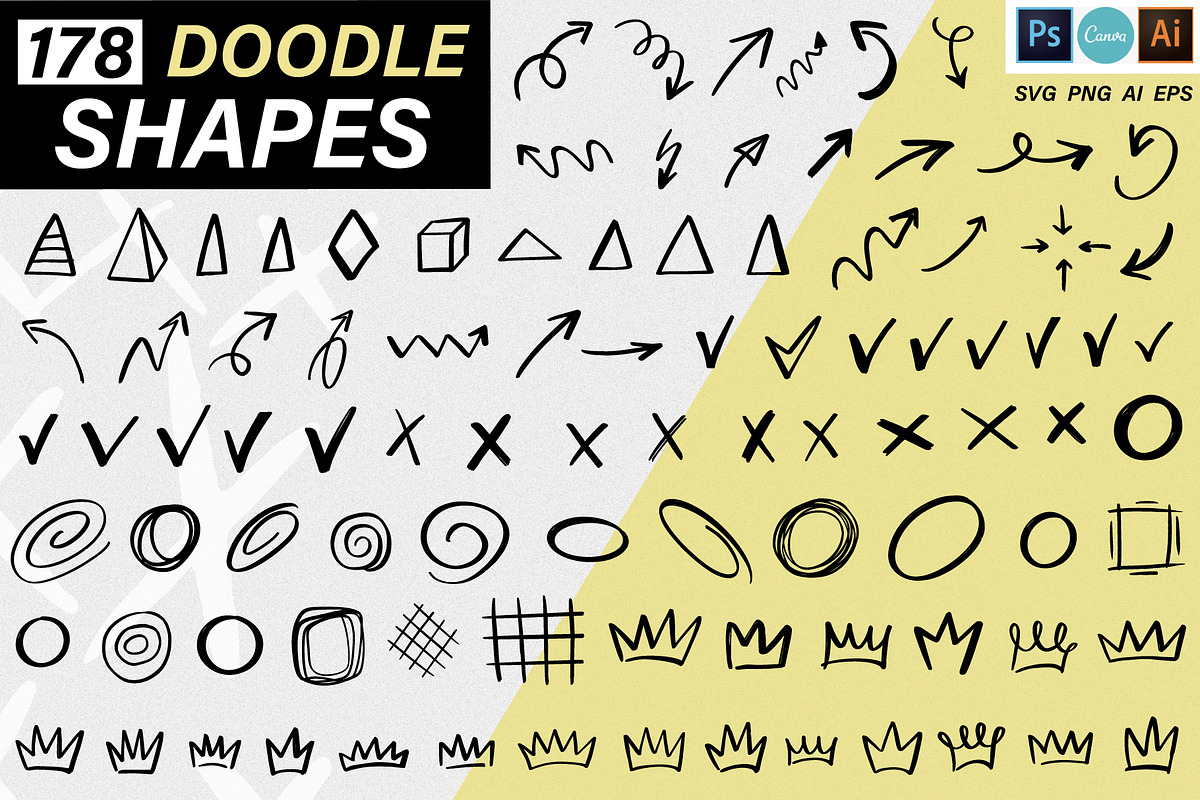 250 Scribble Doodle Shapes Atelier, an Object Illustration by ...