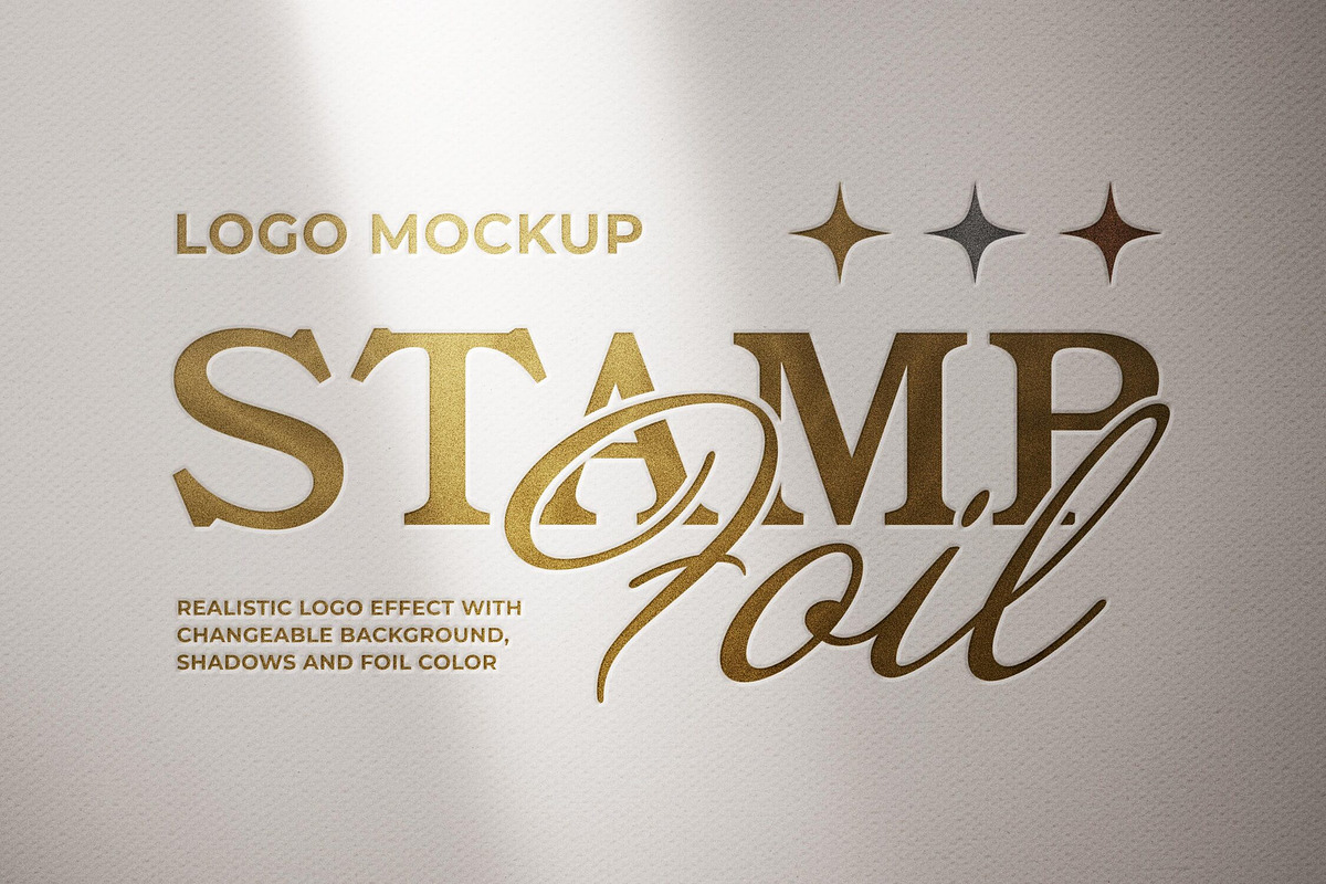 Foil Stamp Text & Logo Mockup, a Layer Style Add-On by Design Squad