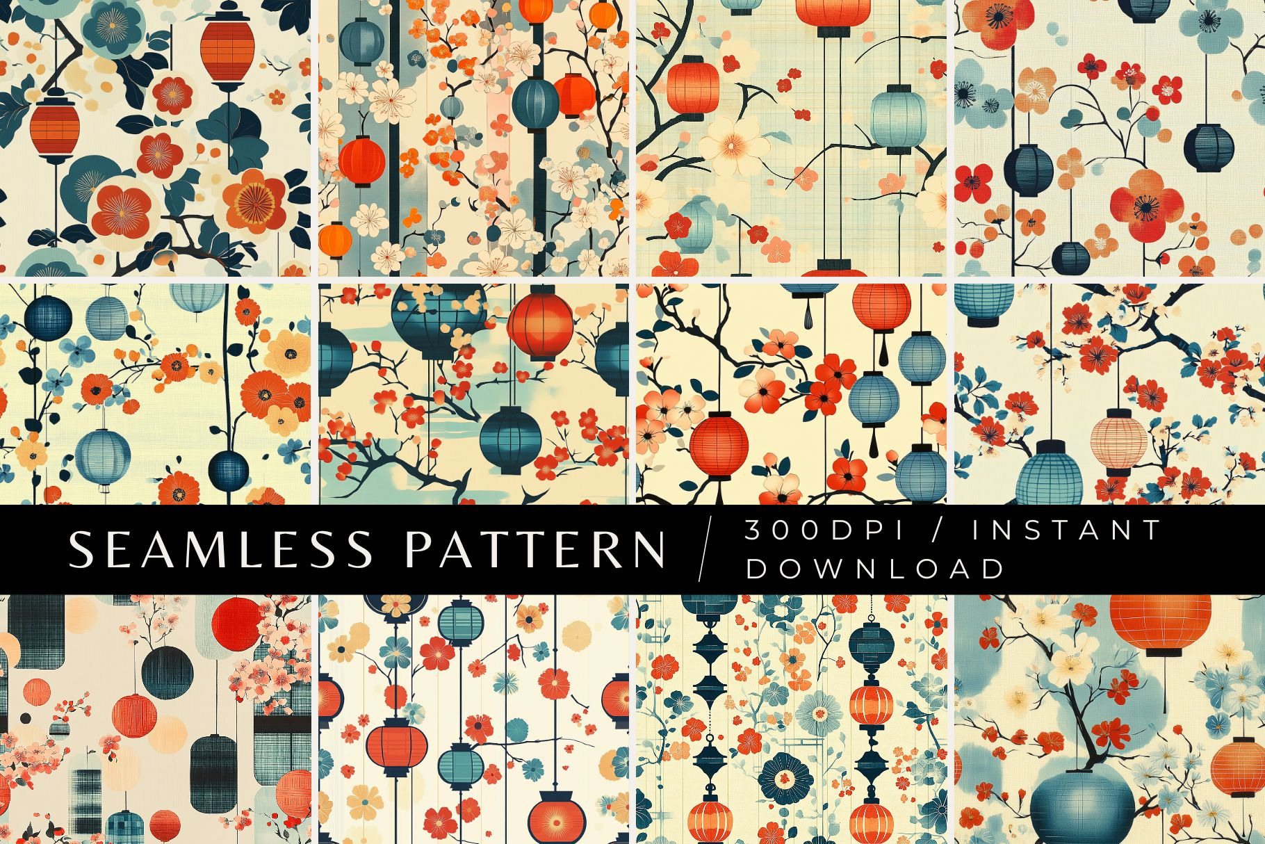 12 Midcentury Tokyo Seamless Pattern, a Pattern Graphic by Inknfolly