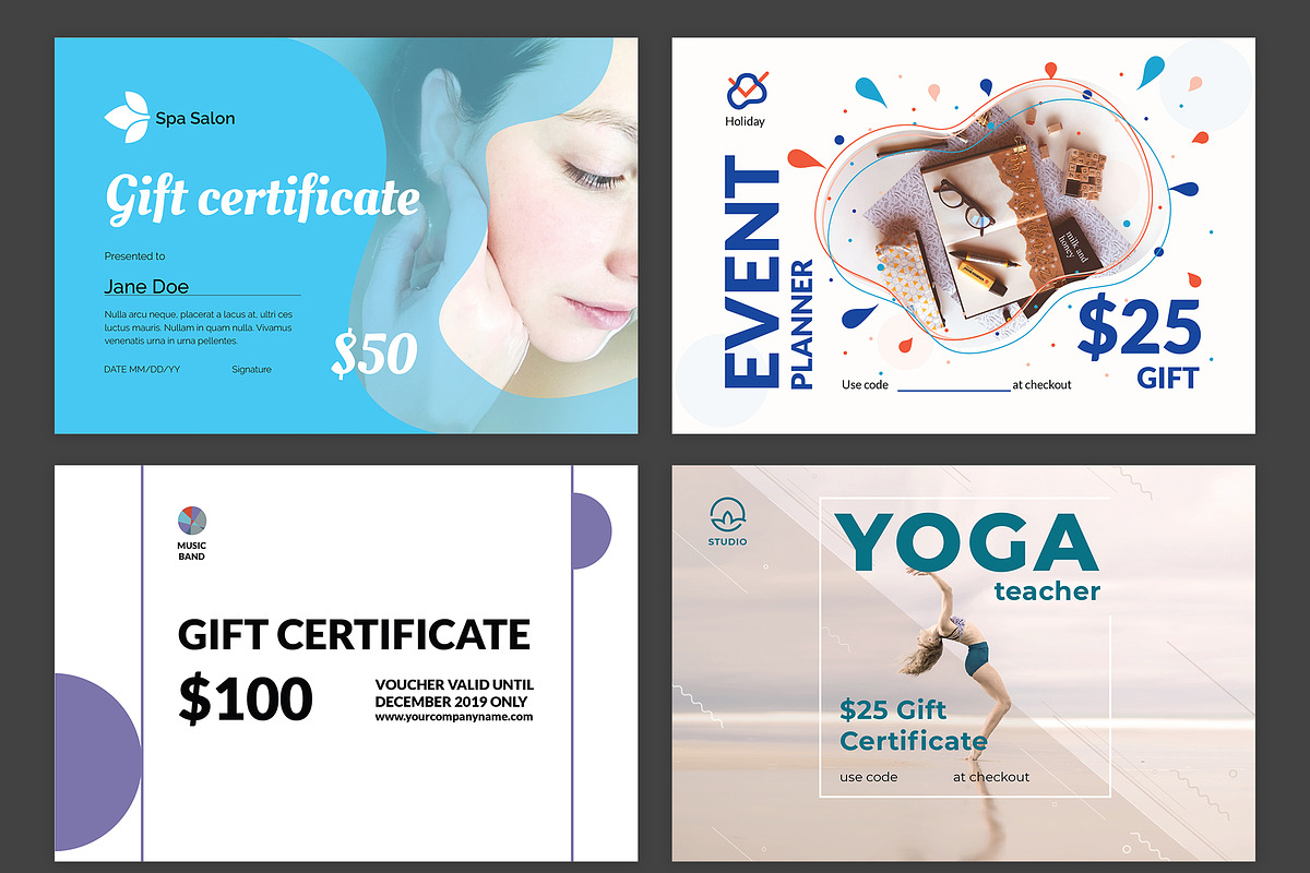 Gift Certificate Template Bundle, a Card Template by TemplatesNow!
