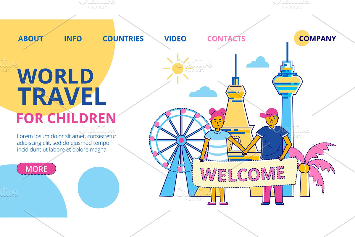 Summer kids camp world travel, a Person Illustration by KitVector ...