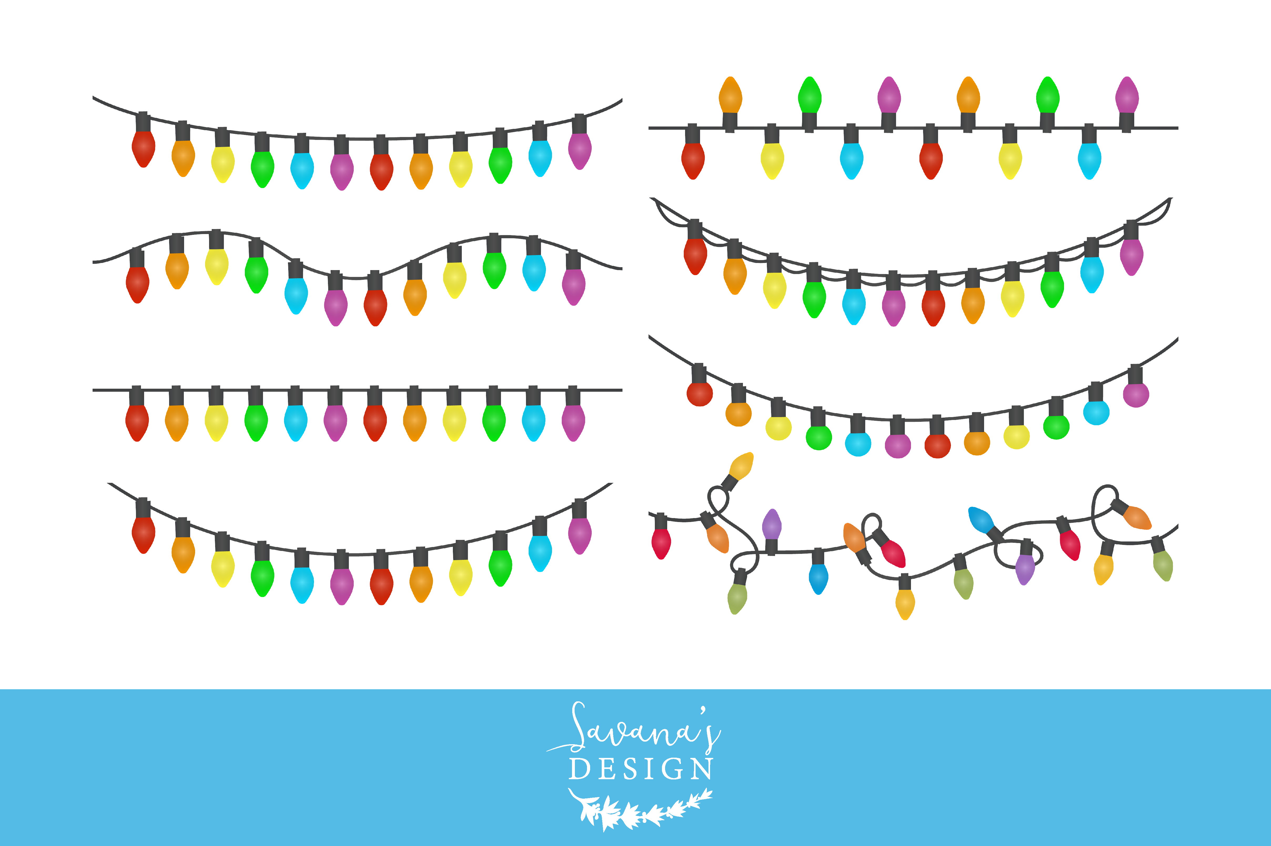 Christmas Lights Clipart, a Decorative Illustration by SavanasDesign
