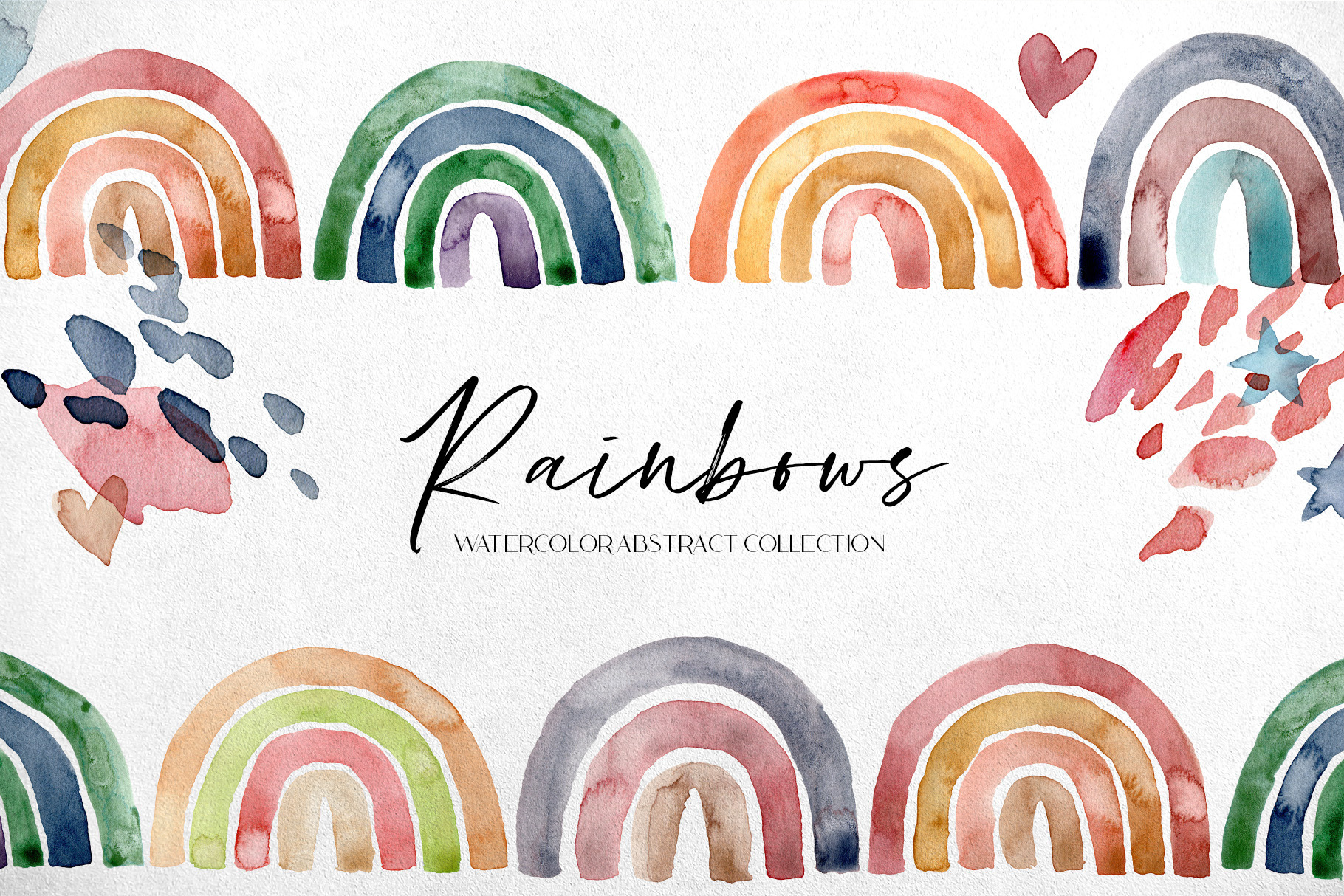 Rainbows. Watercolor abstract bundle