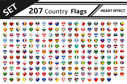 set 207 country flags arrows, an Illustration by noche
