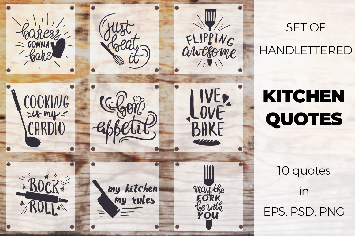 KITCHEN QUOTES SET, a Graphic by Imageblend