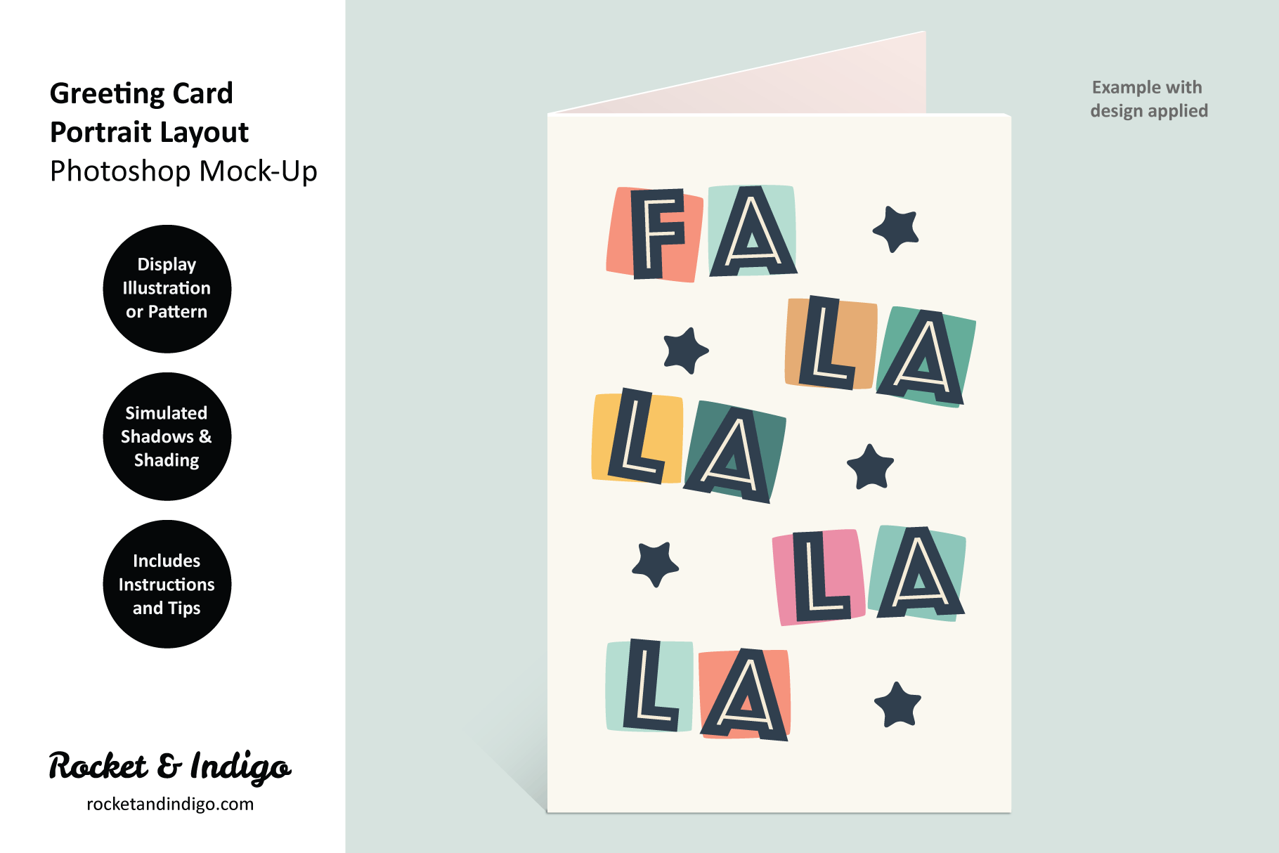 Greeting Card Photoshop Mock-Up 2, a Print Template by Rocket & Indigo